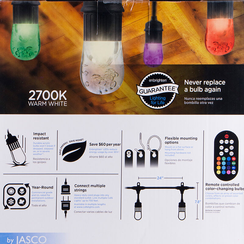 Enbrighten Seasons LED Color-Changing Cafe String Lights, 24' | Overton's