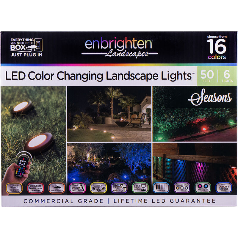Enbrighten Seasons LED Color-Changing Landscape Lights, 50', 6-Pack ...