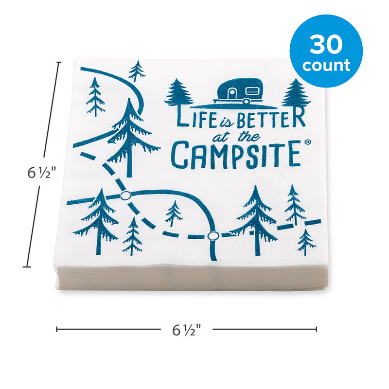 Camco Life is Better at the Campsite Paper Napkins, Map Design, 30-Pack