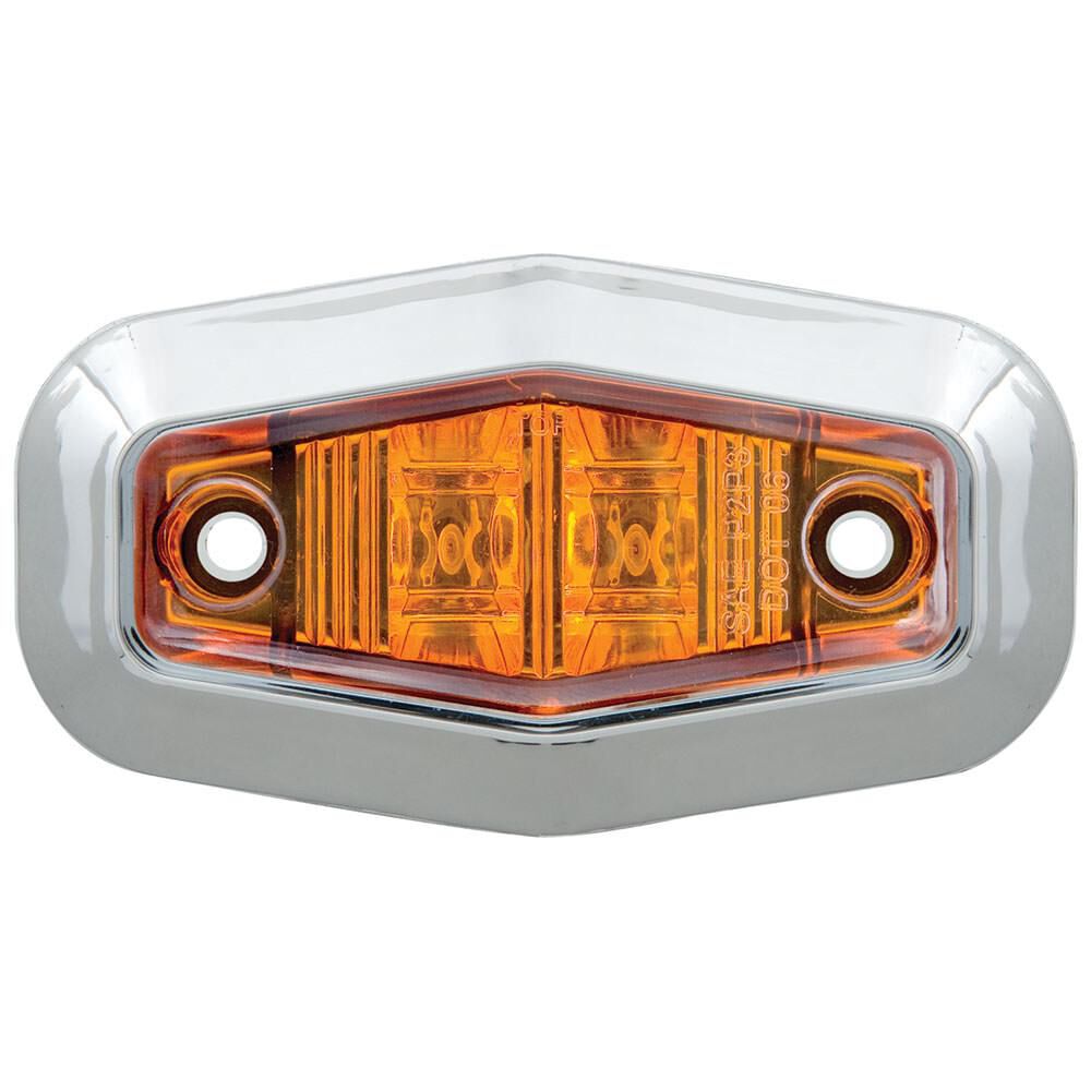 Mini Sealed LED Clearance/Marker Light; Amber; w/ Chrome Trim Ring ...