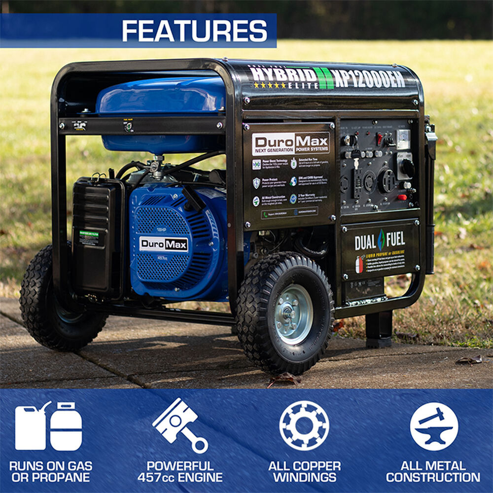 DuroMax Hybrid Dual Fuel 12,000-Watt Electric Start Generator | Overton's