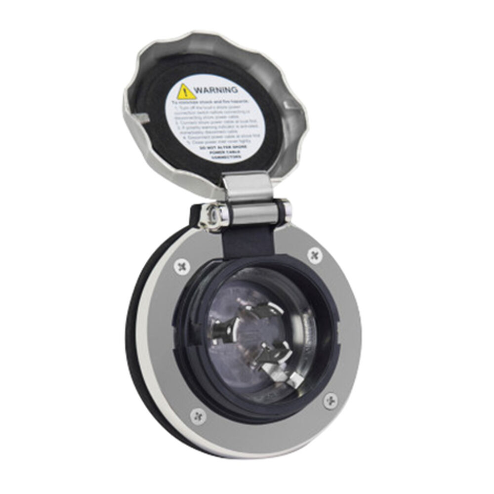 Furrion 30 Amp Round Power Inlet, 125V, Stainless Steel | Overton's