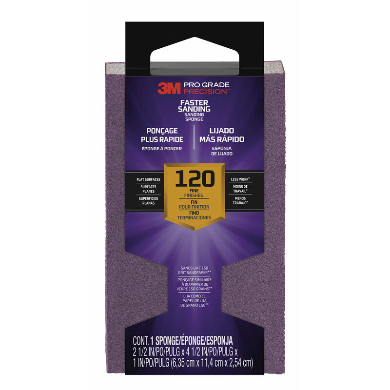 3M Pro Grade Precision Block Sanding Sponge, 120-grit | Overton's