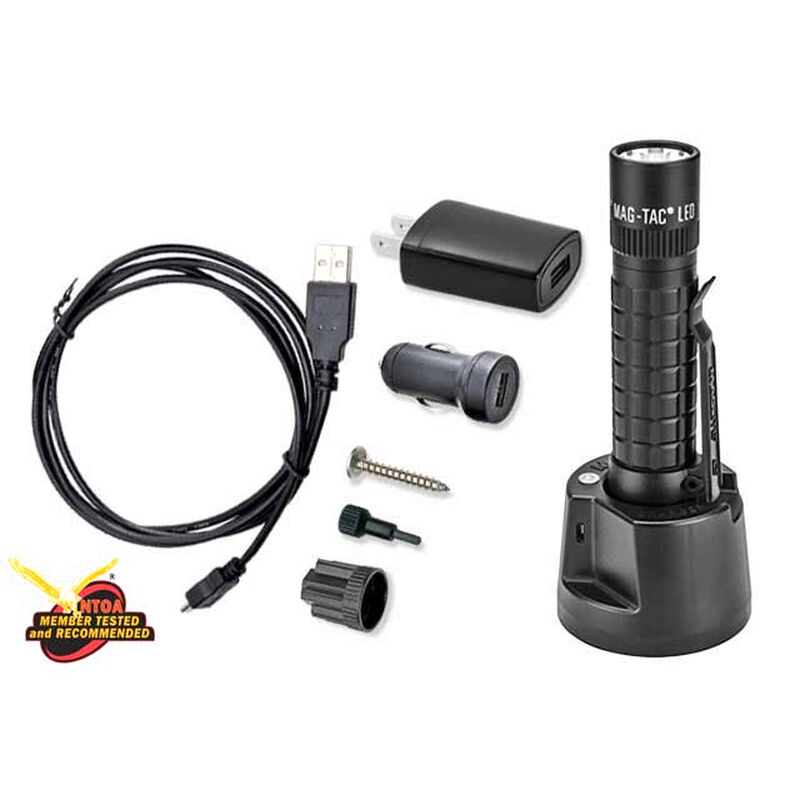 MAGLITE MAG-TAC Rechargeable LED Flashlight System with Crowned Bezel, Black