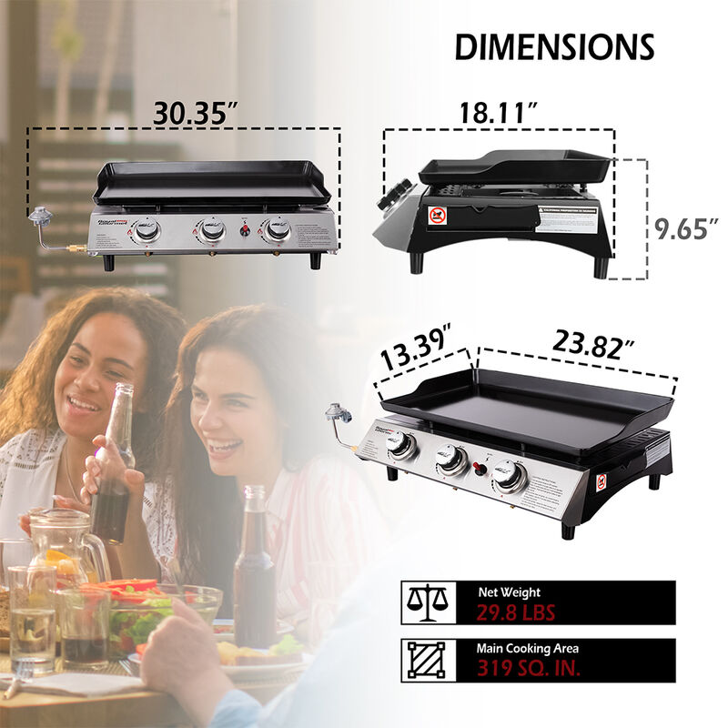 Royal Gourmet 3-Burner Portable Gas Grill Griddle | Overton's