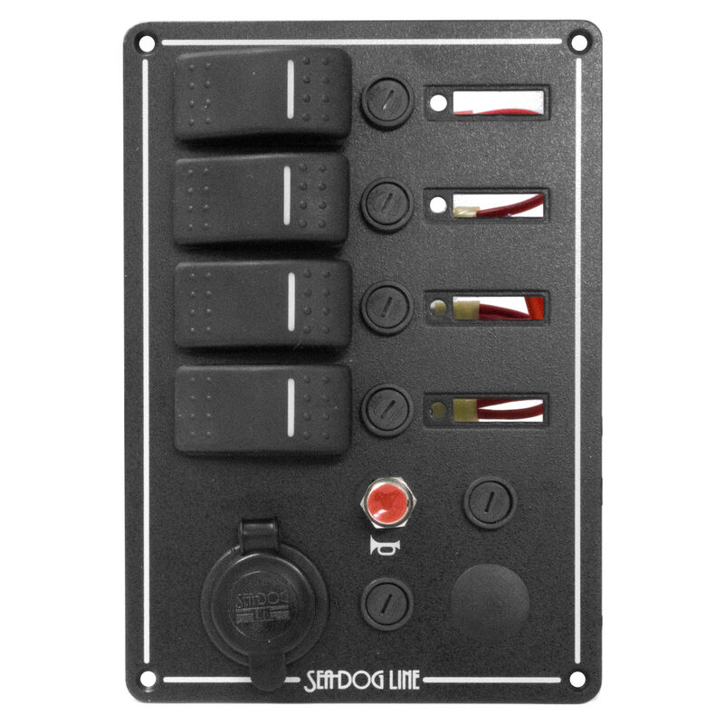 Sea-Dog 4 Rocker Switch Panel With Power Socket And Horn Button | Overton's