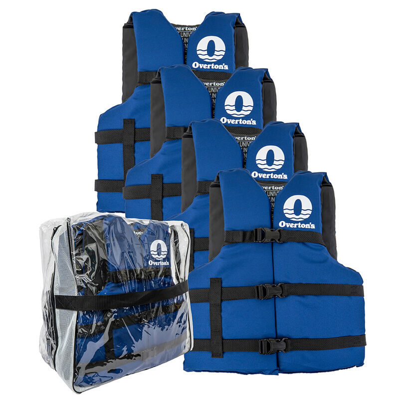 Universal Adult Life Jackets 4-Pack, Blue | Overton's