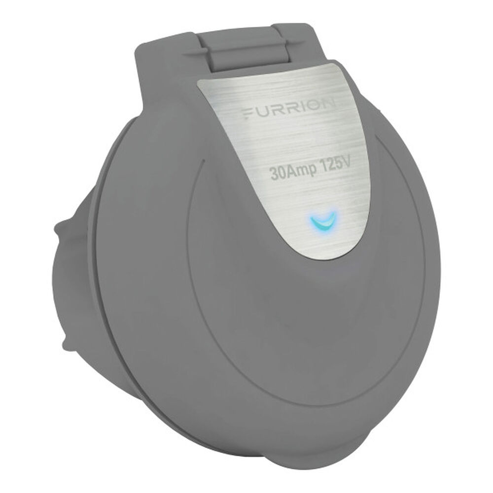 Furrion 30 Amp Round Power Inlet, 125V, Gray | Overton's