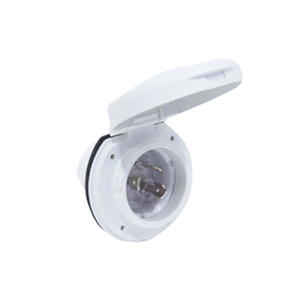 Furrion 30 Amp Round Power Inlet, 125V, White | Overton's