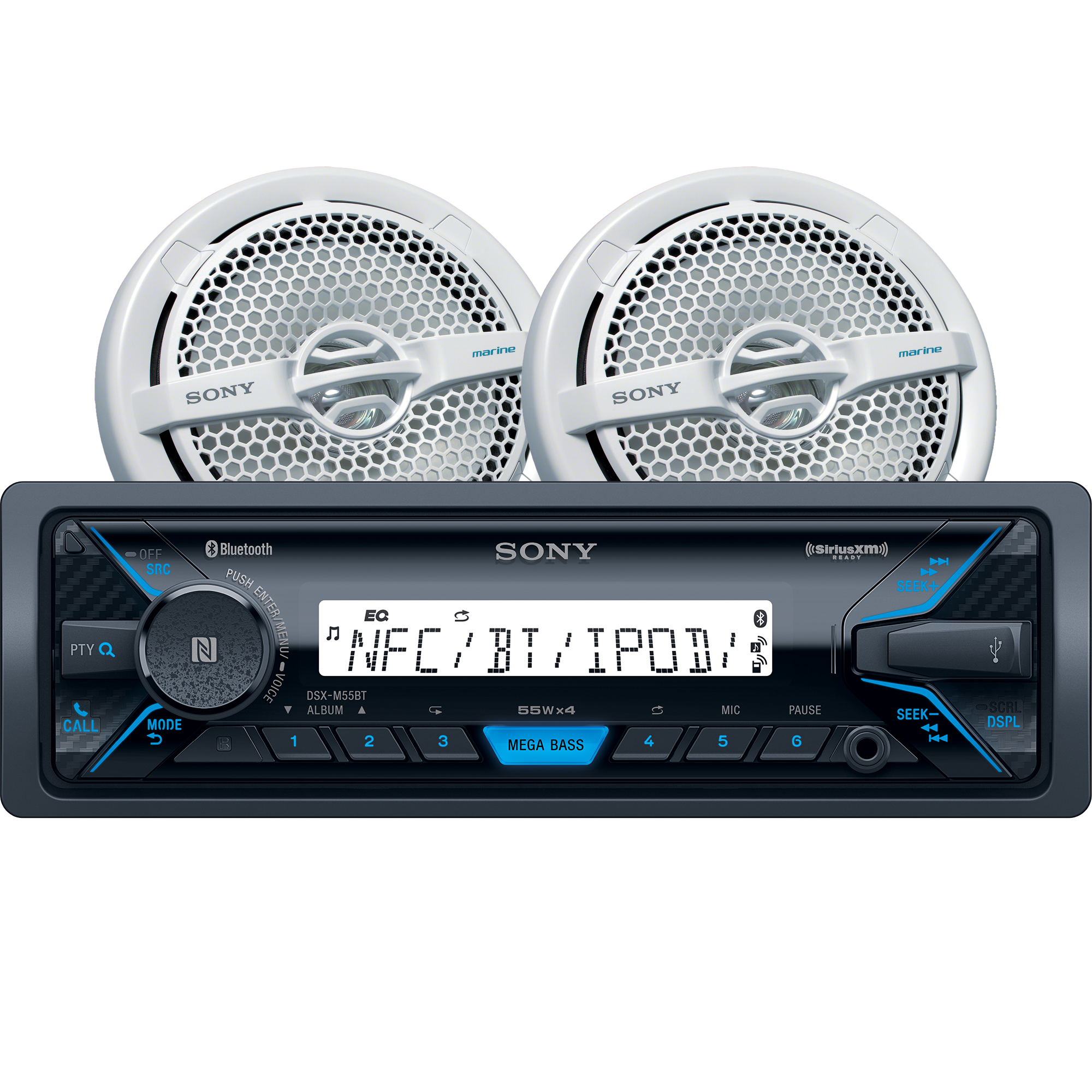 Sony DSX-M55BT Bluetooth Media Receiver Package w/Two 6.5" Dual Cone ...