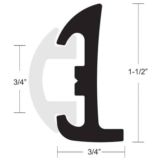 Taco Semi-Rigid Black Rub Rail Kit With 50' Black Insert, 1.5"H x .75"D ...
